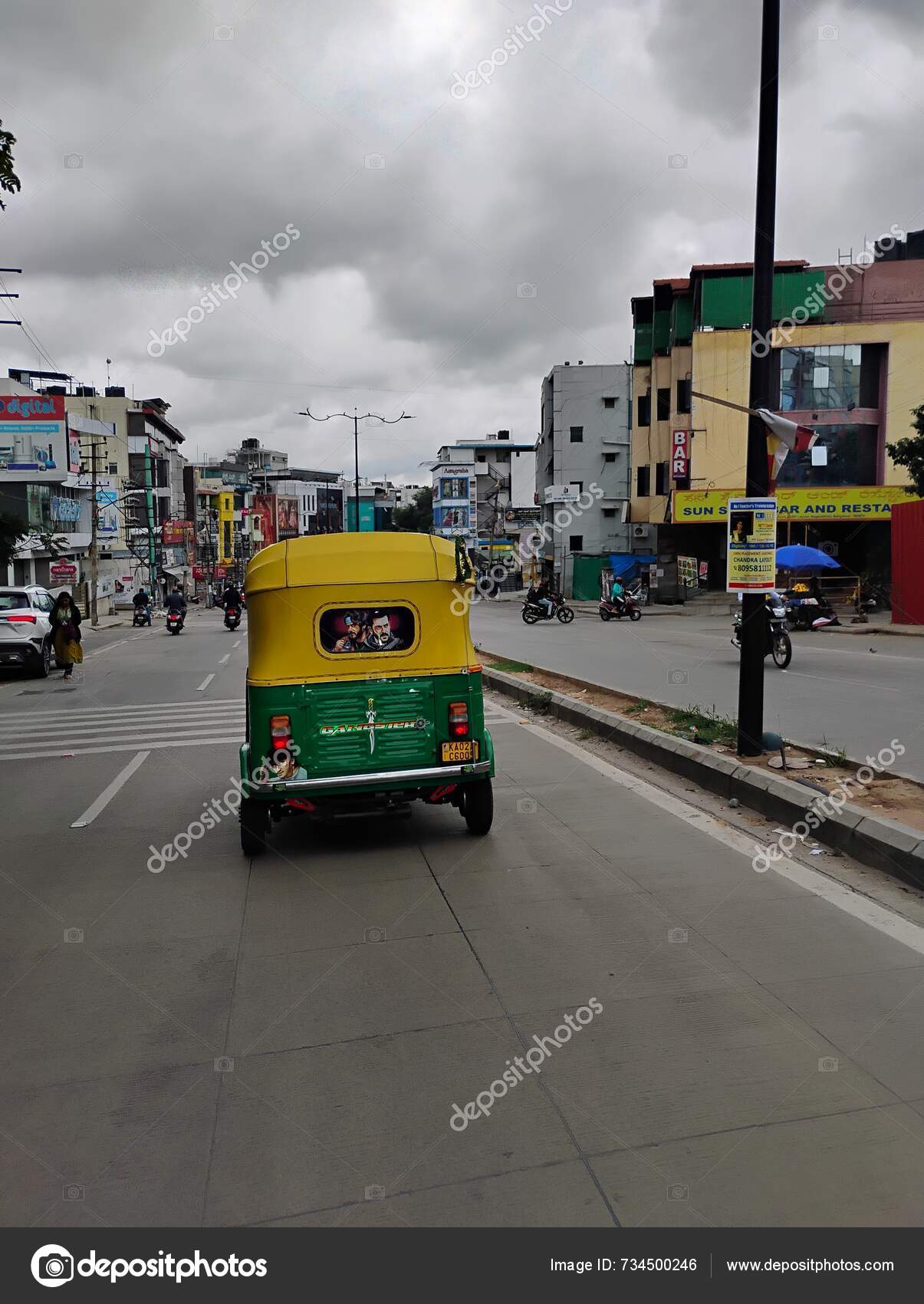 Bangalore Karnataka India July 2024 Closeup Auto Rickshaw Back View ...