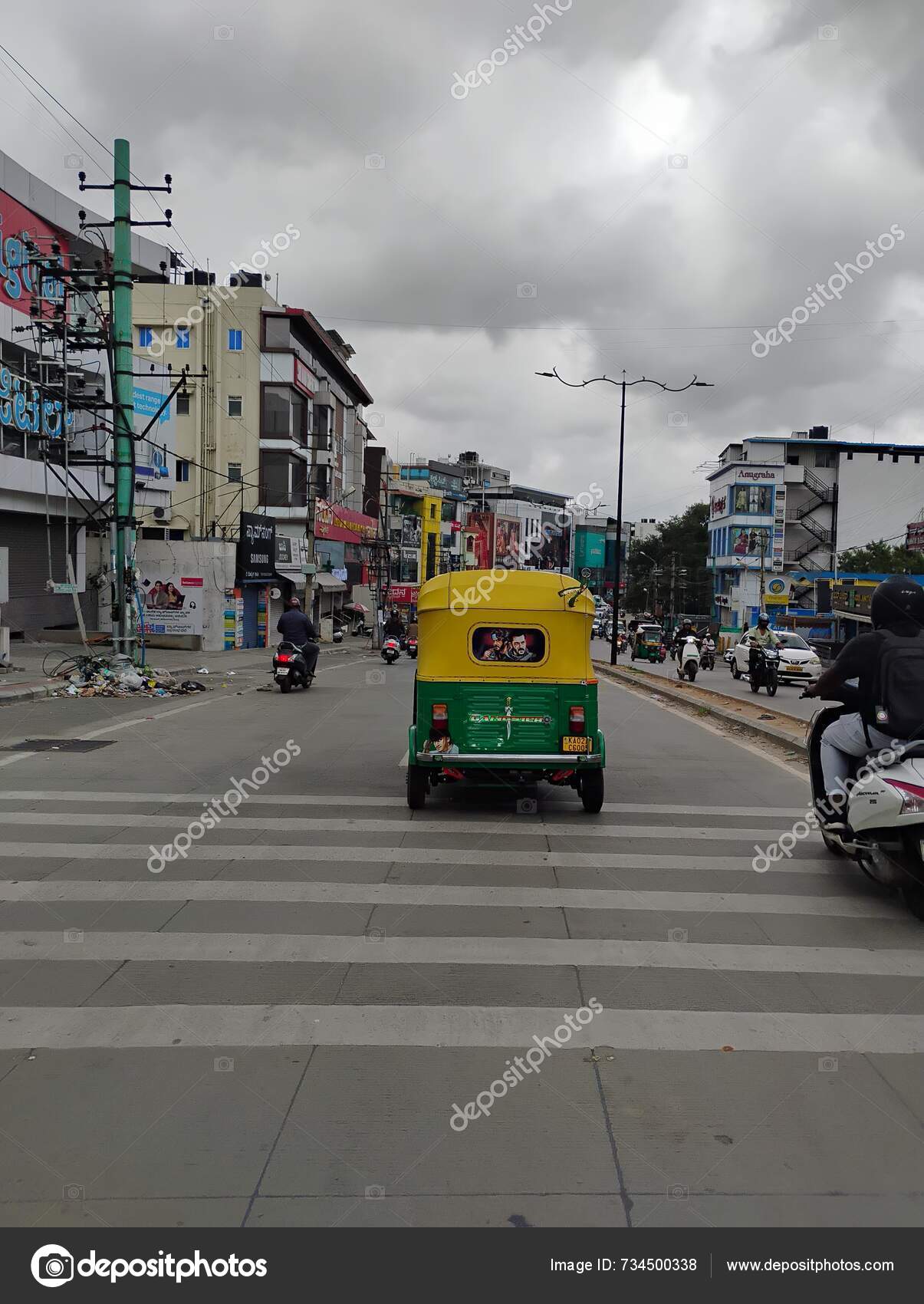 Bangalore Karnataka India July 2024 Closeup Auto Rickshaw Back View ...