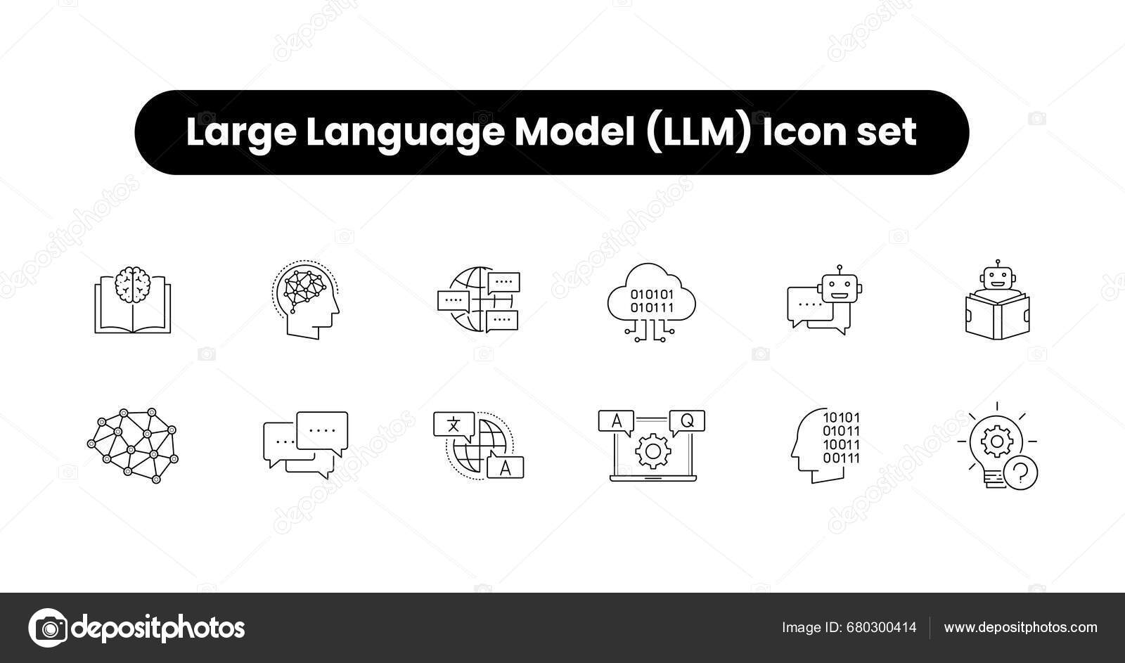 Vector Modern Outline Icon Set Large Language Model Text Translation ...
