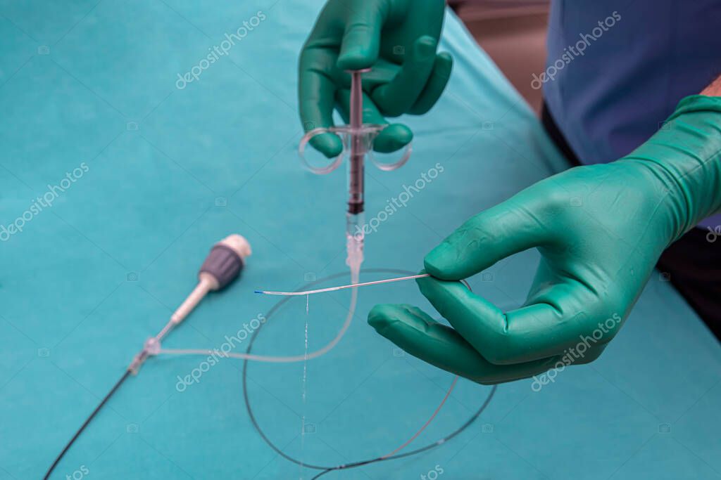 Tomografía de coherencia óptica (OCT). Catéter de purga con contraste ...