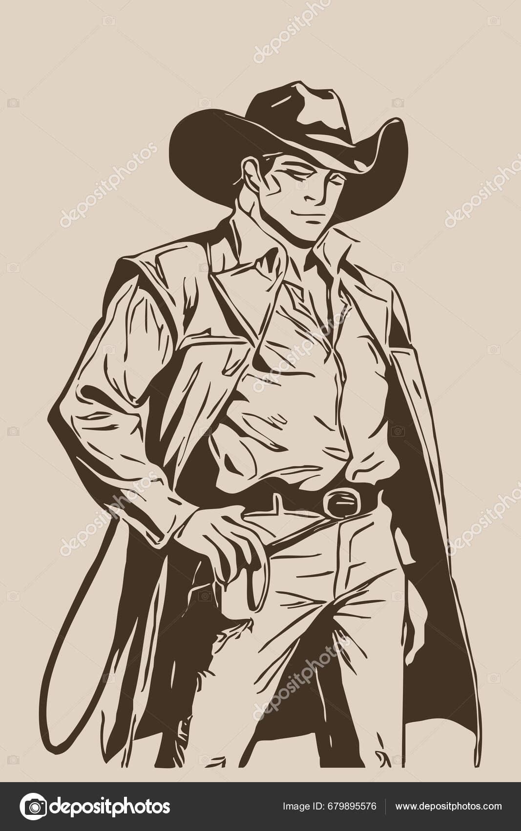 Cowboy Fictional Character Line Art Logo Design Use Graphics Shirt ...
