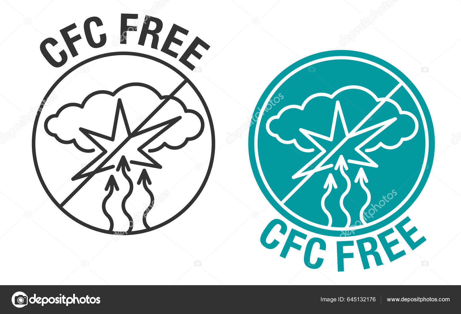 Cfc Free Sign Strikethrough Chlorofluorocarbons Also Known Freon ...