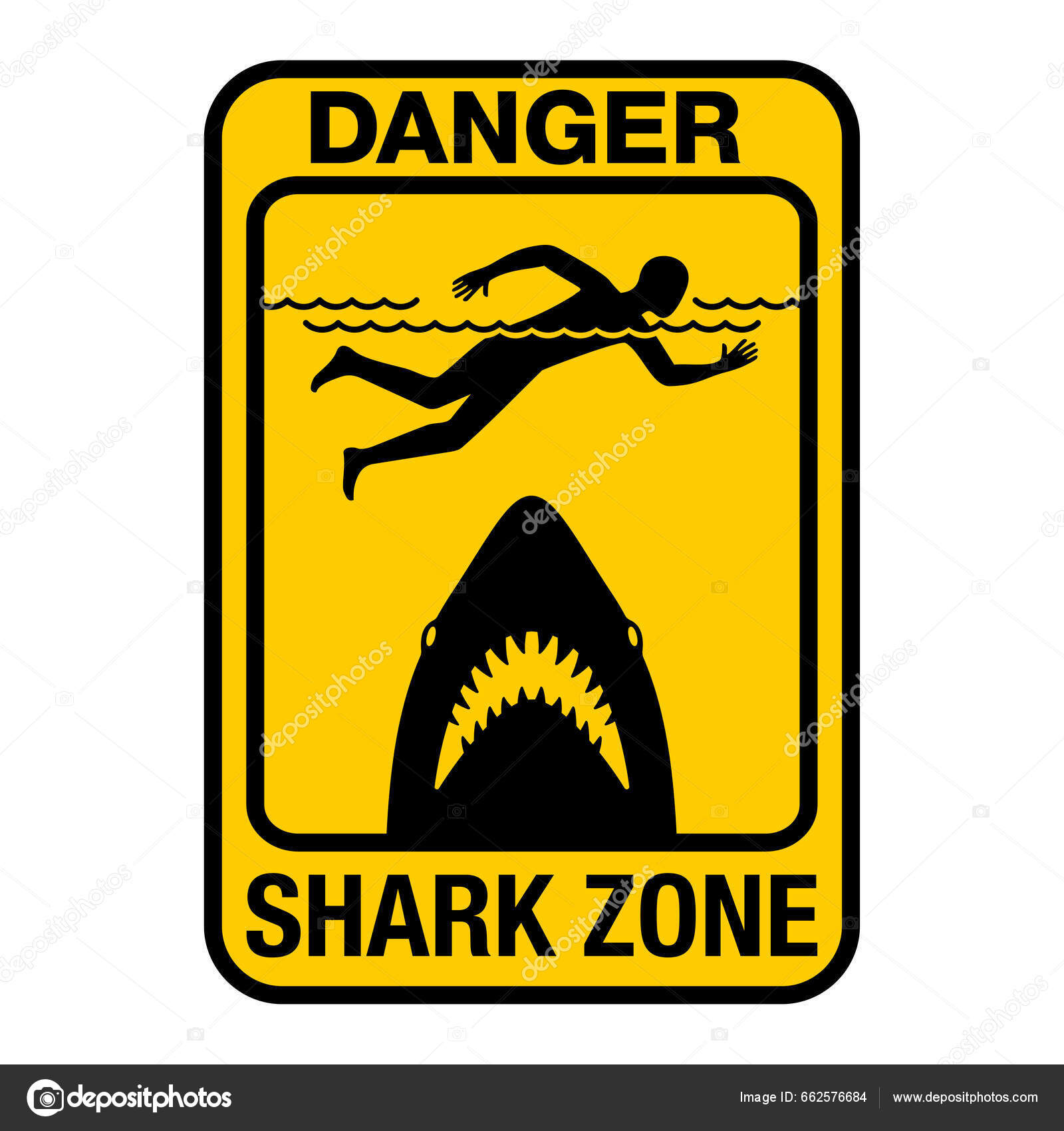 Danger Shark Zone Caution Attention Sign Dangerous Beach Territory ...