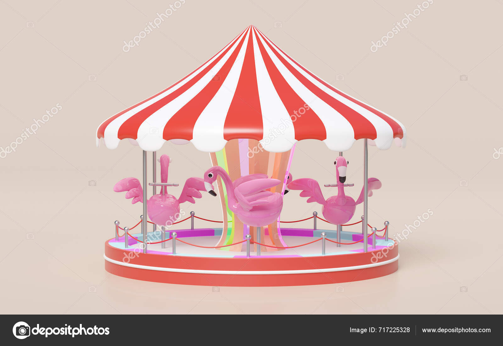 Carousel Children Flamingo Isolated Grey Background Render Illustration ...