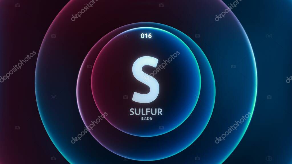 El azufre como elemento 16 de la tabla periódica. Ilustración ...