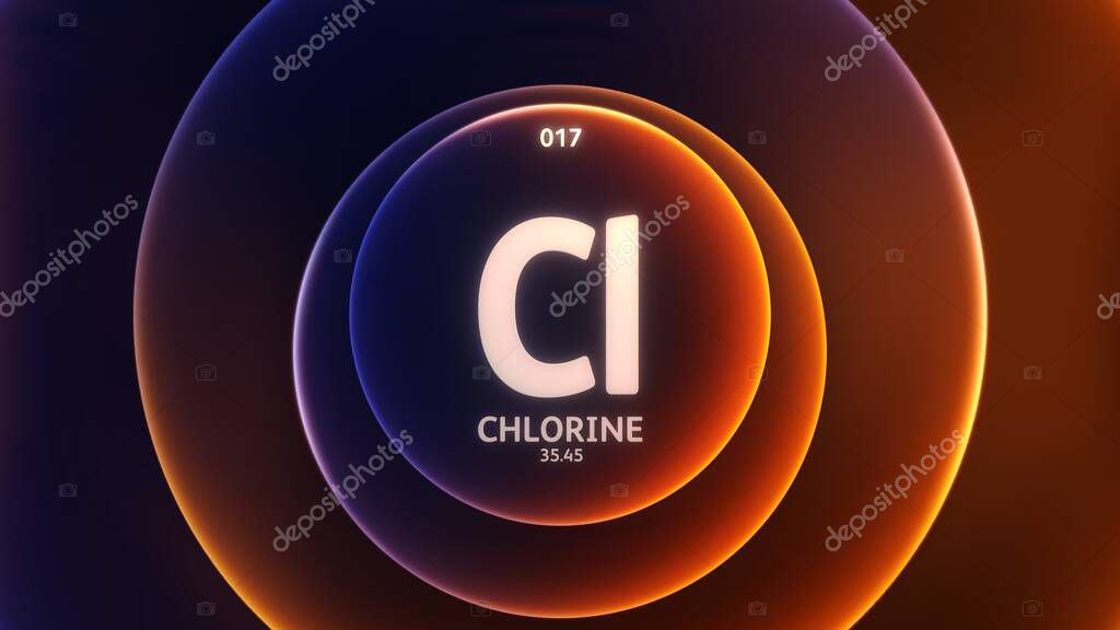Cloro como Elemento 17 de la Tabla Periódica. Ilustración conceptual ...
