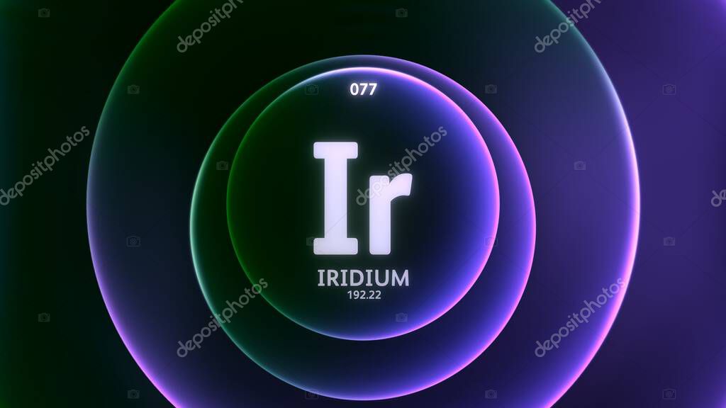 Iridio como Elemento 77 de la Tabla Periódica. Ilustración conceptual ...