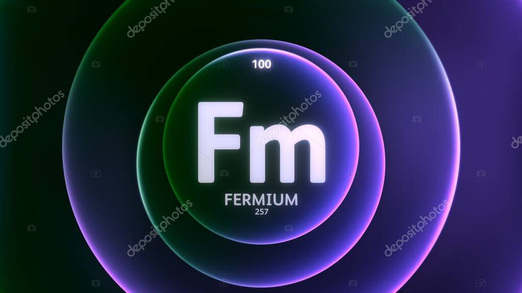 Fermio como elemento 100 de la Tabla Periódica. Ilustración conceptual ...