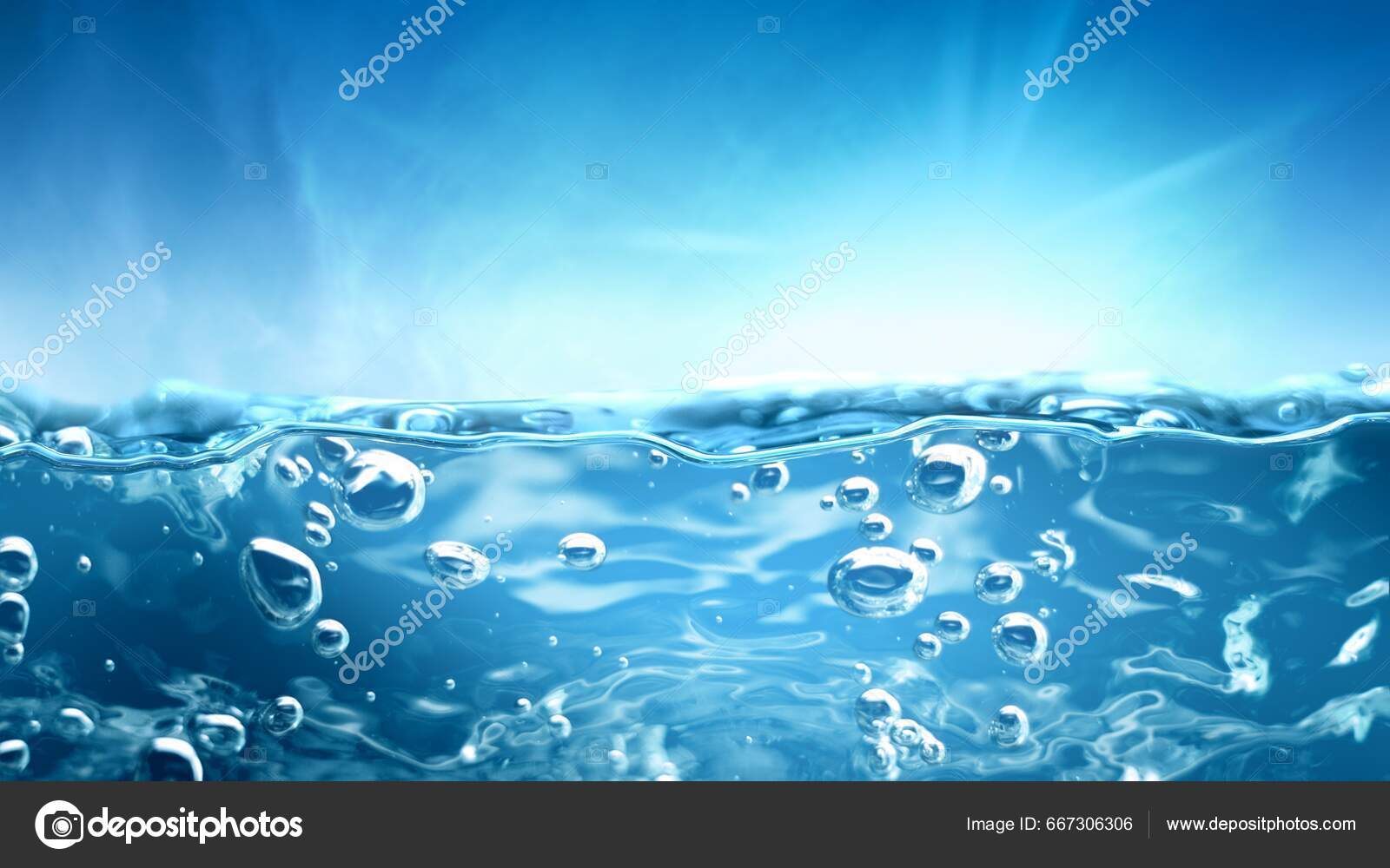 Water Surface Wave Motion Side View Macro Close Concept Illustration ...