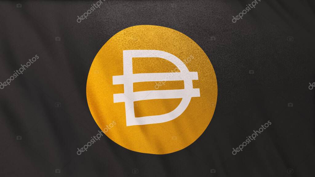 DAI Multi Colateral Coin logo icono sobre fondo bandera gris. Concepto ...