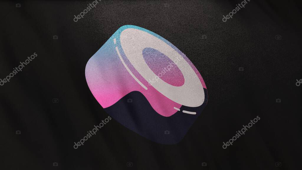 SUSHI Swap Coin logo icono sobre fondo bandera negra. Concepto ...