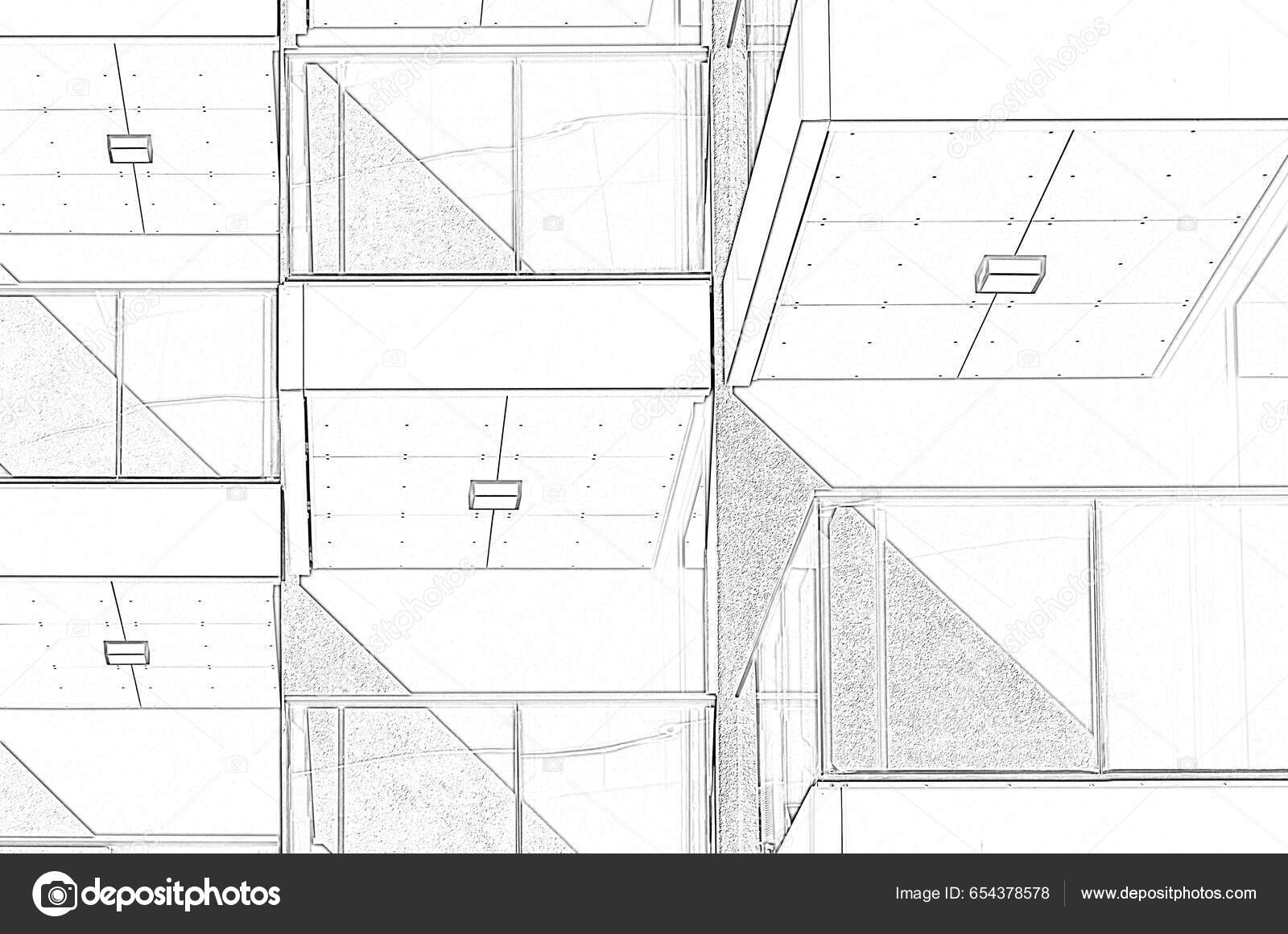 Graphics Outline Modern Building Structure Stock Illustration by ...