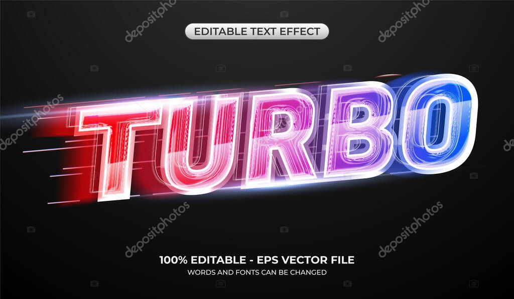 Turbo efecto de texto ligero. Efecto de texto automotriz de velocidad ...