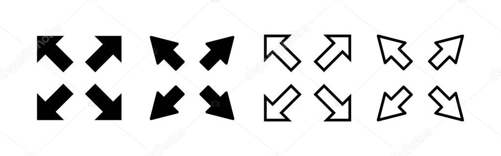 Vector de icono de pantalla completa. Expanda a signo y símbolo de ... Vector de icono de pantalla completa. Expanda a signo y símbolo de ...