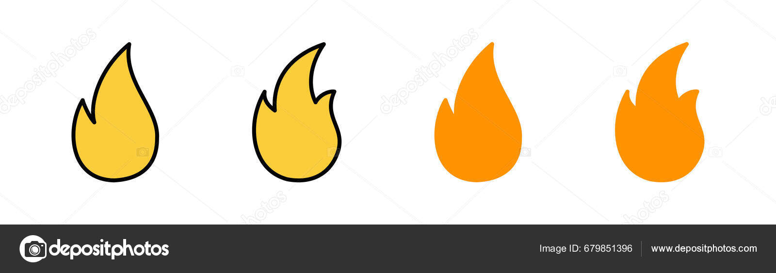 Fire Icon Set Web Mobile App Fire Sign Symbol Stock Vector by ...