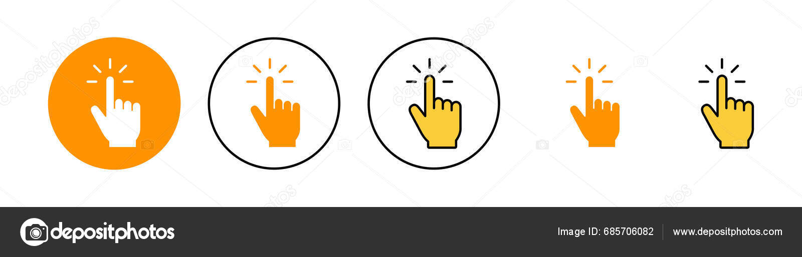 Hand Cursor Icon Set Web Mobile App Cursor Sign Symbol Stock Vector by ...