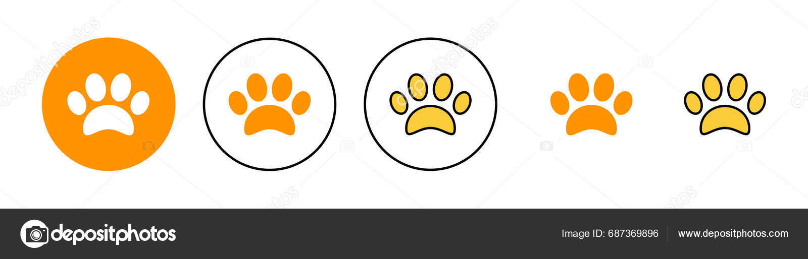 Paw Icon Set Web Mobile App Paw Print Sign Symbol Stock Vector by ...