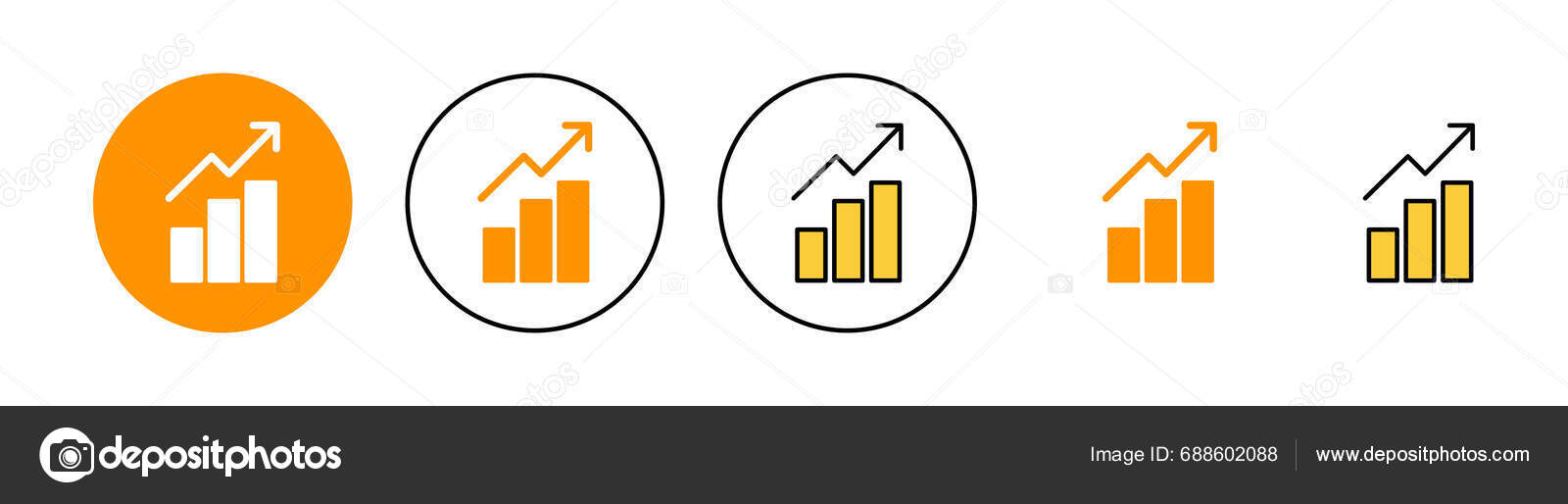 Growing Graph Icon Set Web Mobile App Chart Sign Symbol Stock Vector by ...