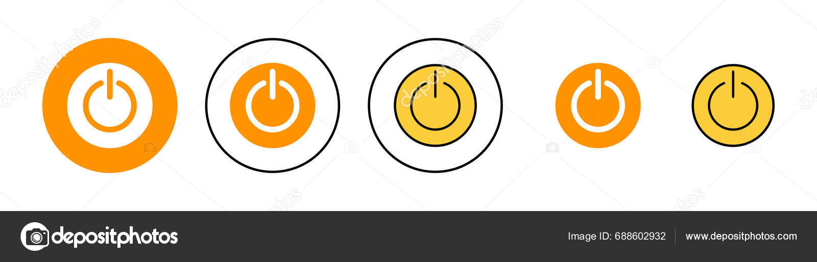 Power Icon Set Web Mobile App Power Switch Sign Symbol Stock Vector by ...