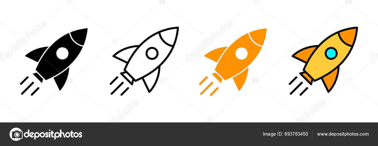 Rocket Icon Set Vector Startup Sign Symbol Rocket Launcher Icon Stock ...