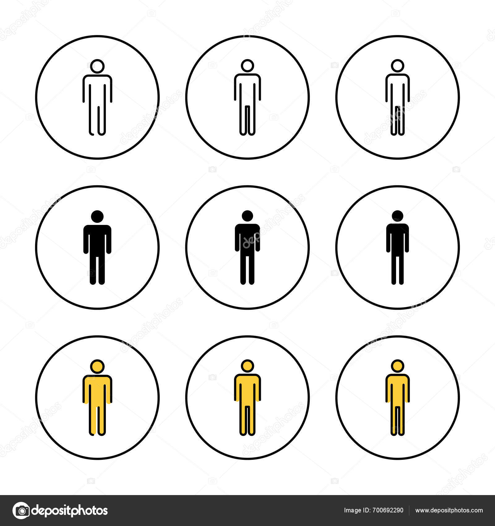 Homem Ícone Conjunto Vetor Sinal Masculino Símbolo Símbolo Humano Vetor ...