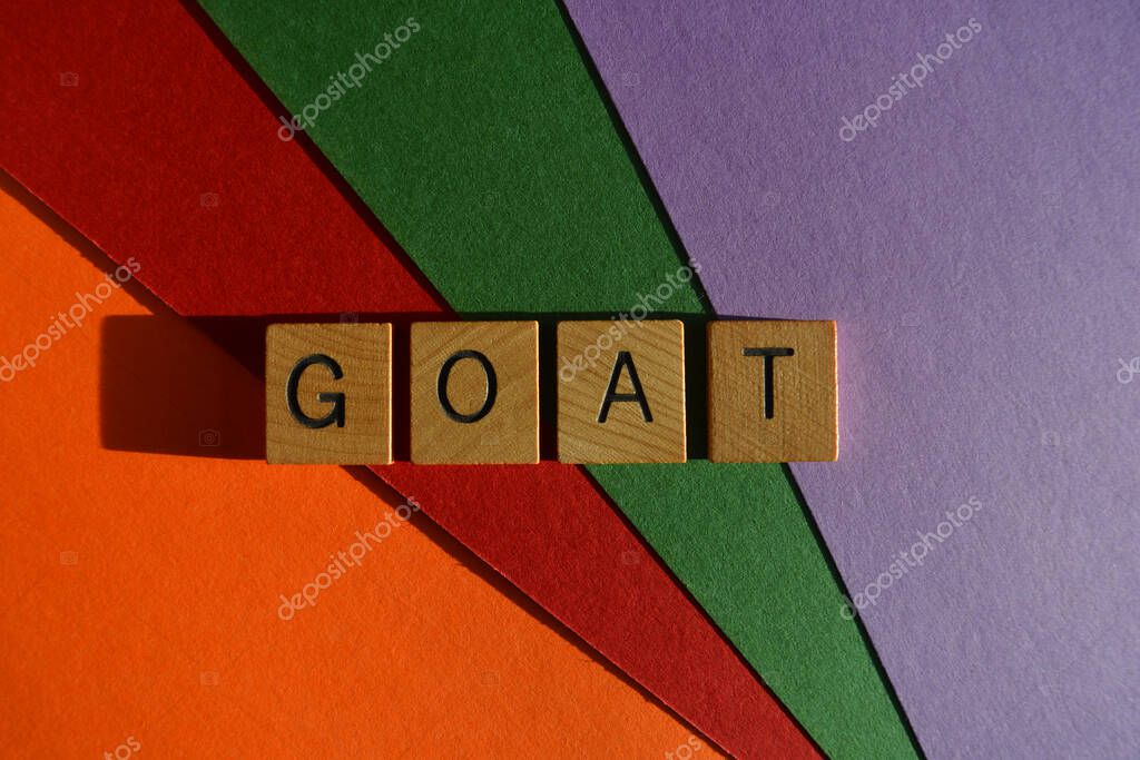 Sigla GOAT para Greatest of All Time, en letras de alfabeto de madera ...