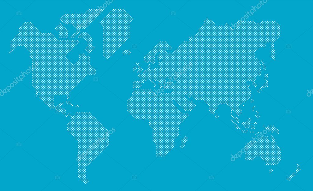 Mapa del mundo simplificado dibujado con puntos redondos. Ilustración ...