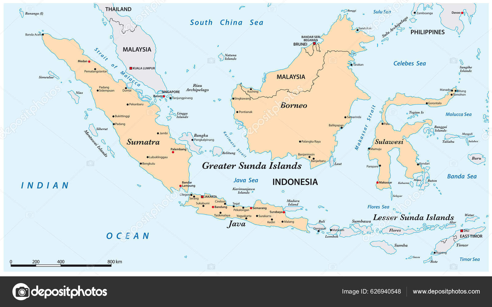 Peta Kepulauan Sunda Besar Kepulauan Melayu Vektor Stok oleh ...