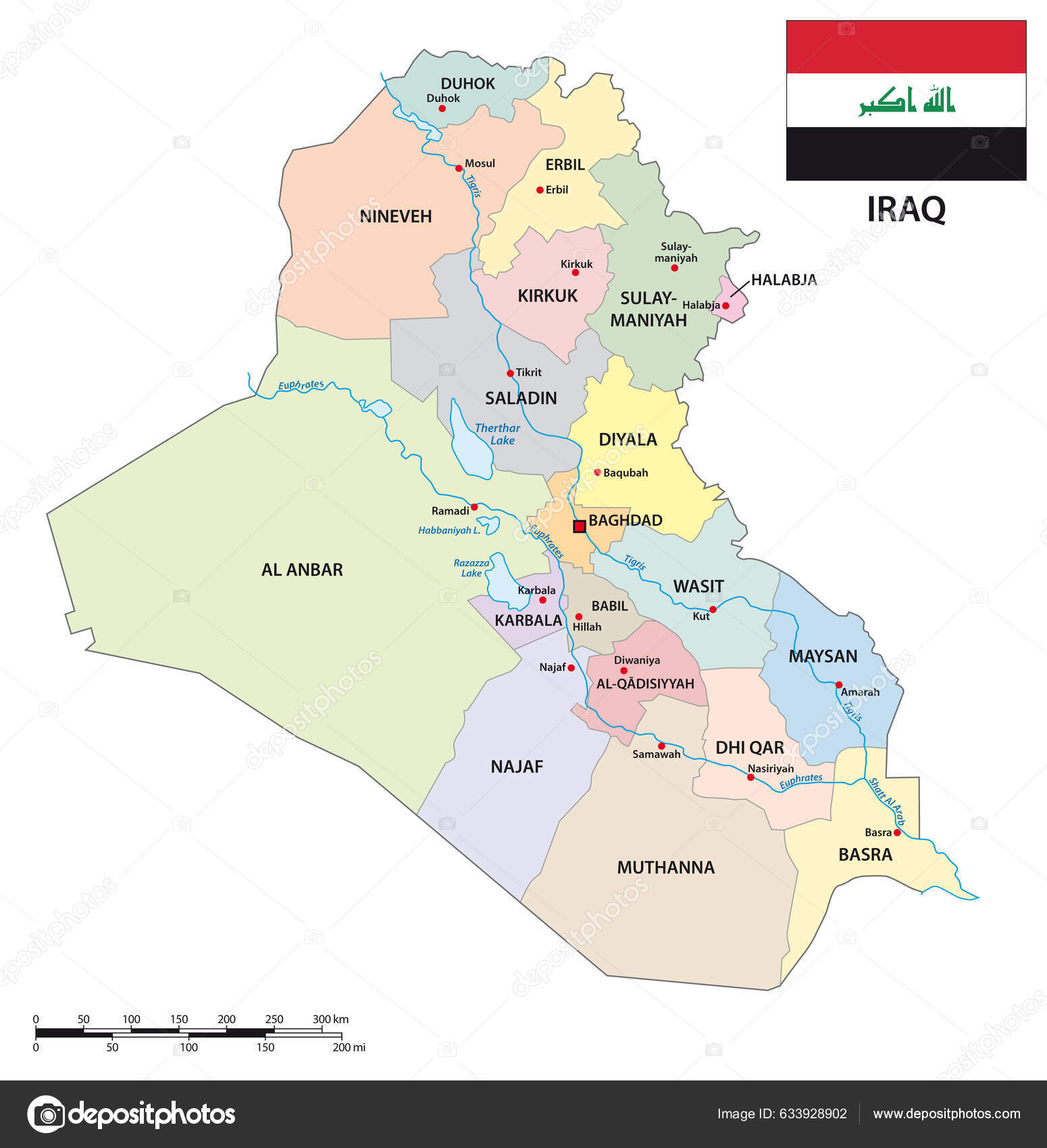 Republic Iraq Administrative Vector Map Flag Vector de stock por ©Lesniewski 633928902