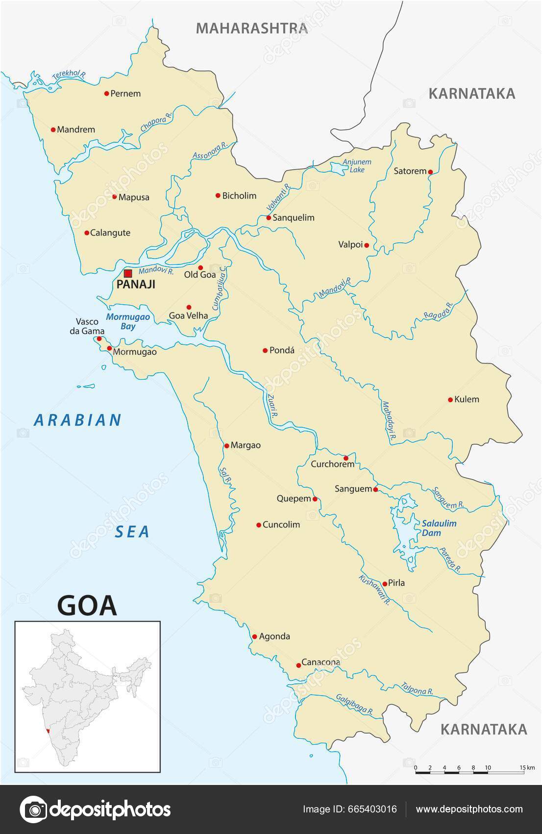 Vector Map Indian State Goa Stock Vector by ©Lesniewski 665403016