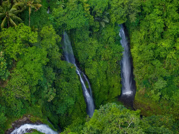 Vista aérea de la cascada de Fiyi en la isla de Bali, Indonesia 2024