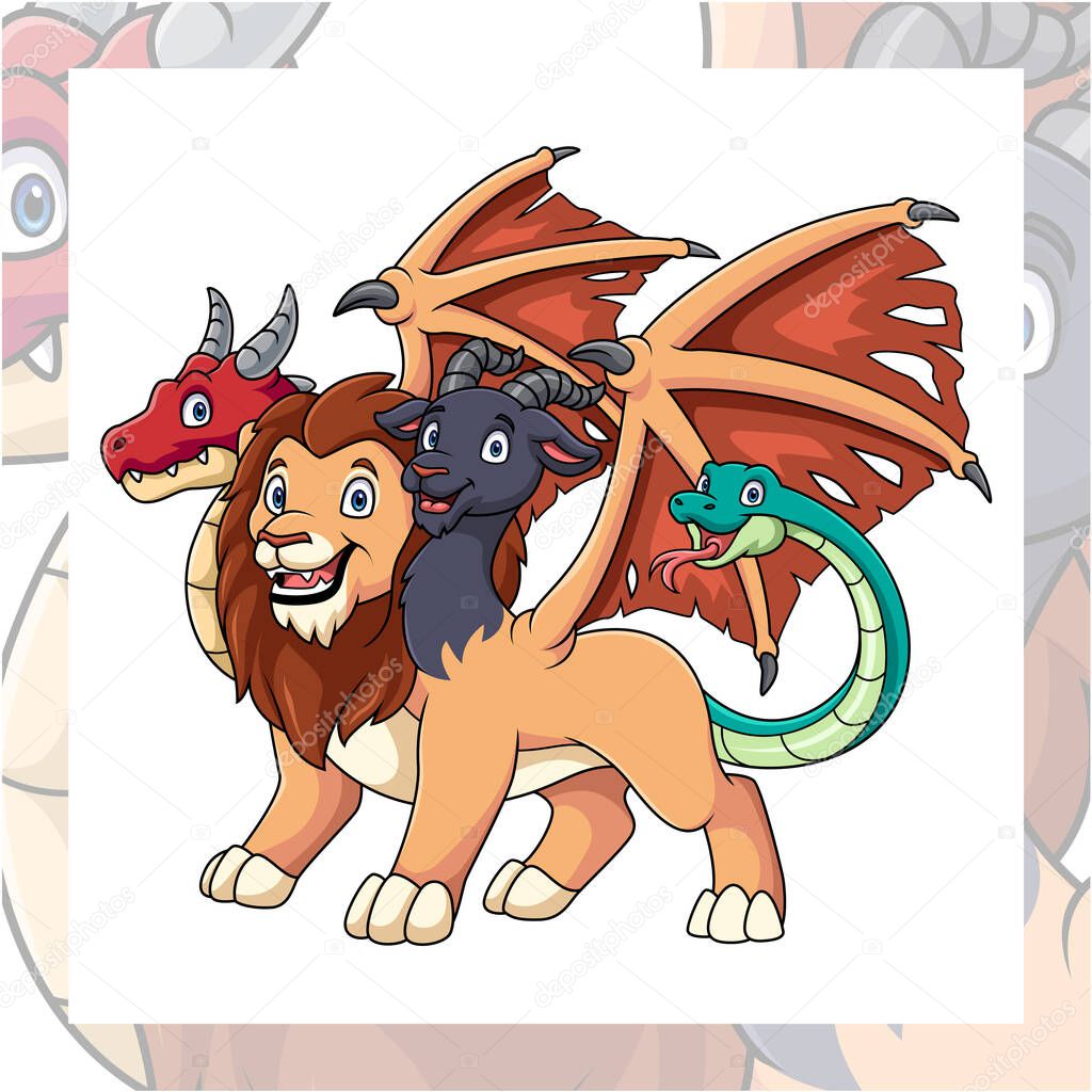 Caricatura quimera carácter diseño sobre fondo blanco 2025