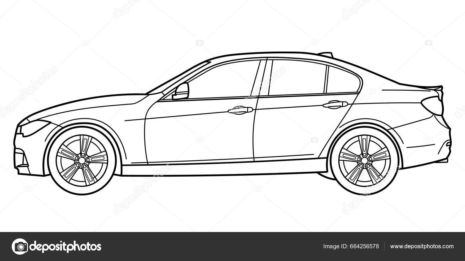 Classic Sedan Car Side View Shot Outline Doodle Vector Illustration ...