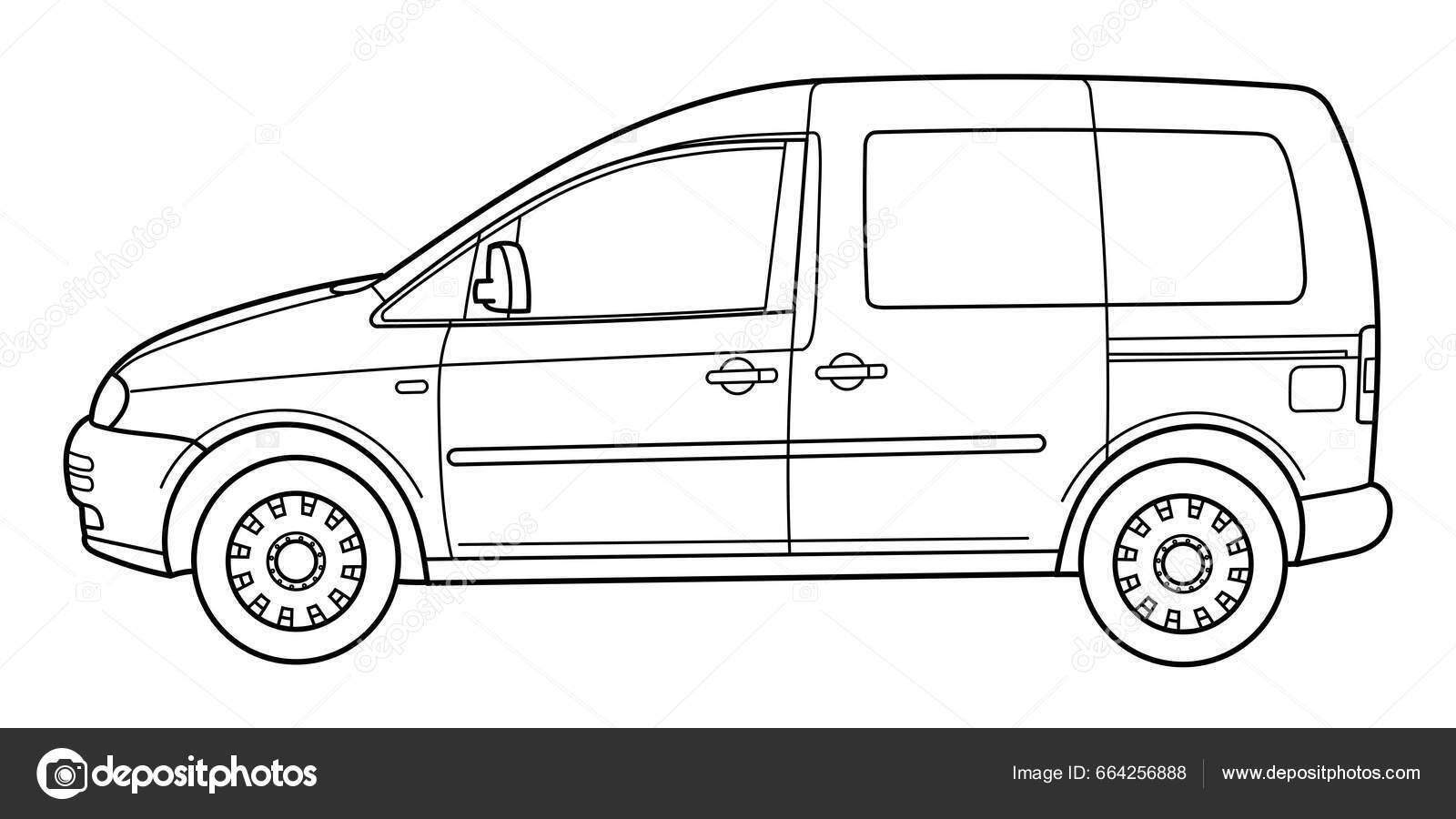 Classic Family Compact Van Car Side View Shot Outline Doodle 스톡 벡터 ...