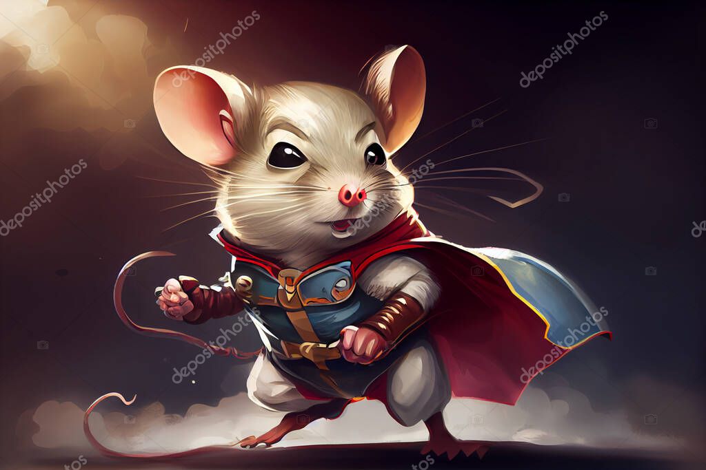 Ilustración 3d de una obra de arte del ratón del superhéroe, arte ...