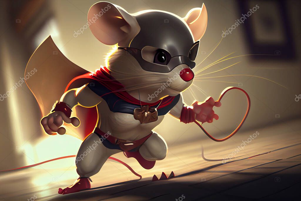 3d illustration of a Superhero Mouse Artwork, Futuristic Art, Concept ...