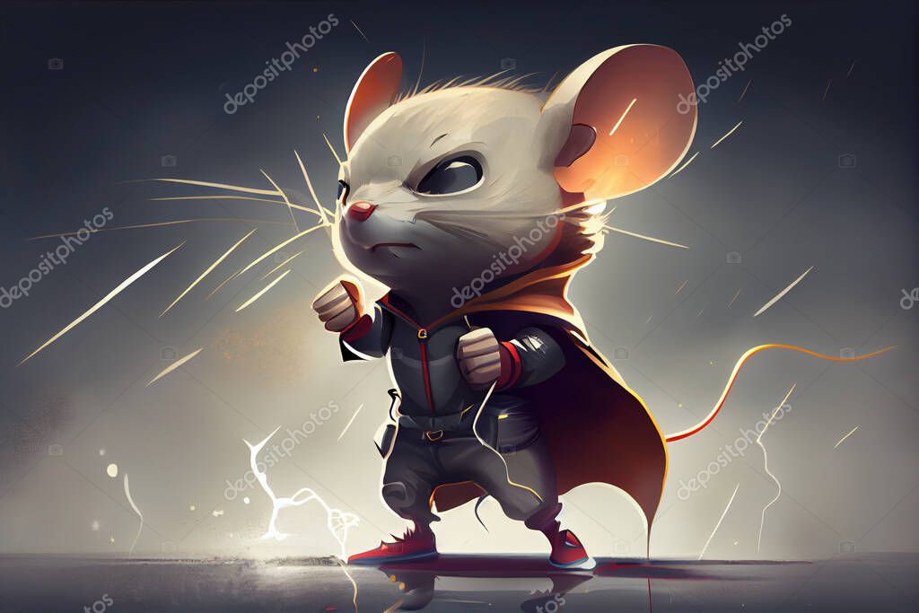 Ilustración 3d de una obra de arte del ratón del superhéroe, arte ...