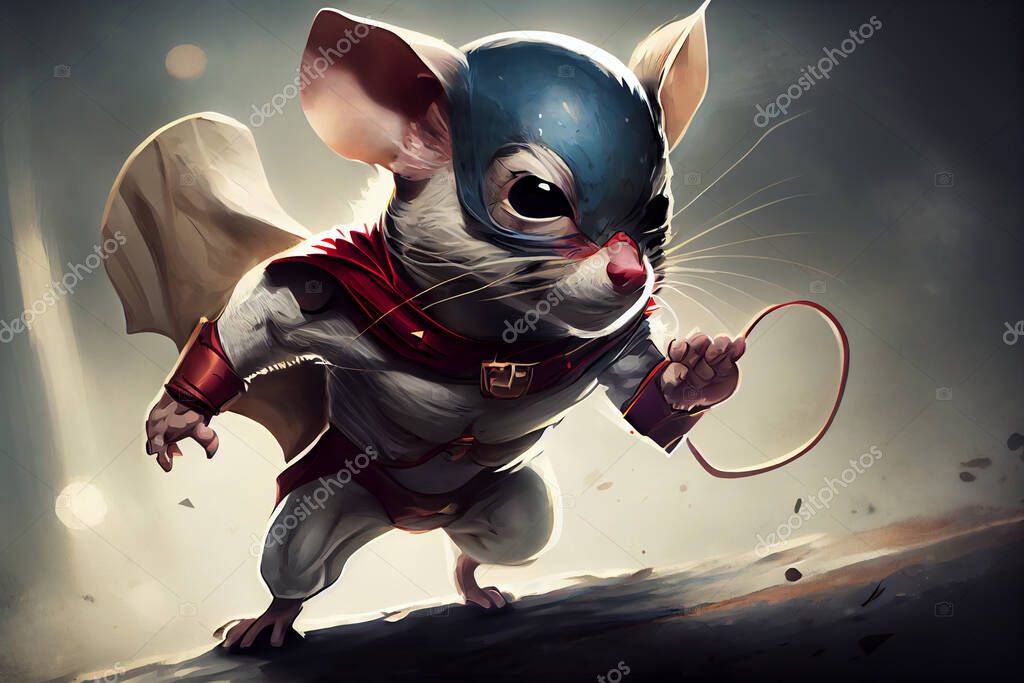 Ilustración 3d de una obra de arte del ratón del superhéroe, arte ...