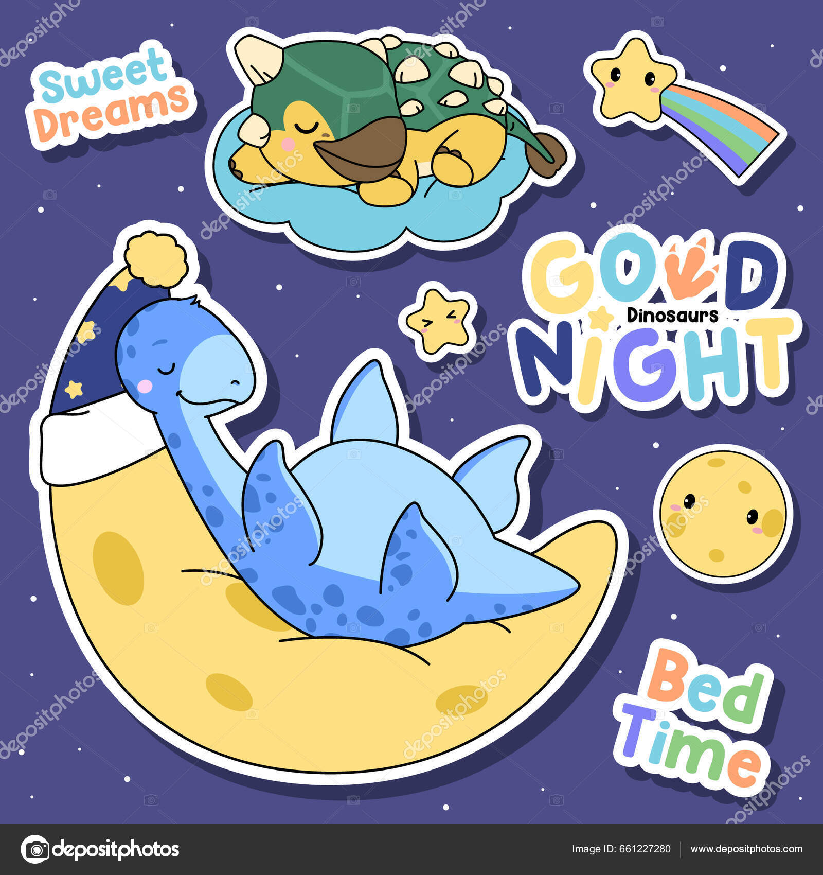 Adorable Sleeping Dinosaur Illustration Collection Stock Vector by ... Adorable Sleeping Dinosaur Illustration Collection Stock Vector by ...