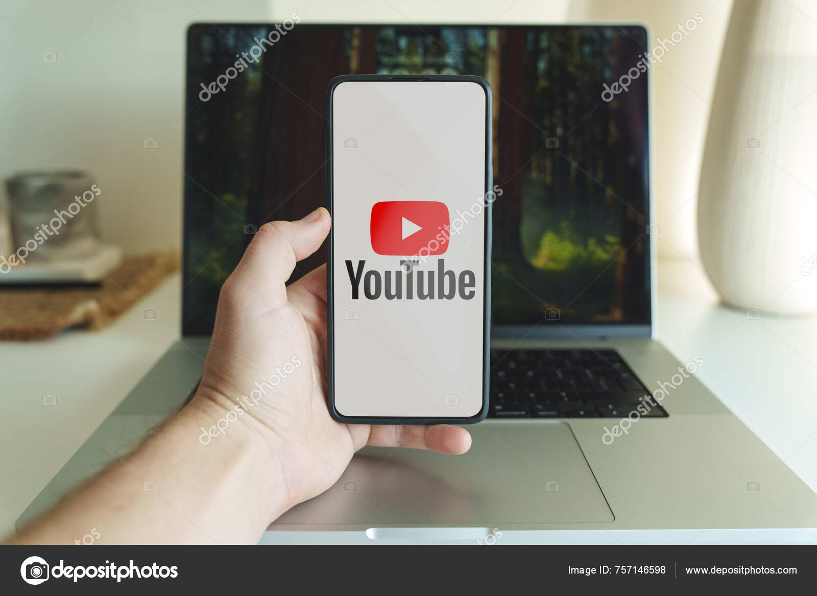 London 2024 October Youtube App Logo Cellphone Screen Person Holding ...