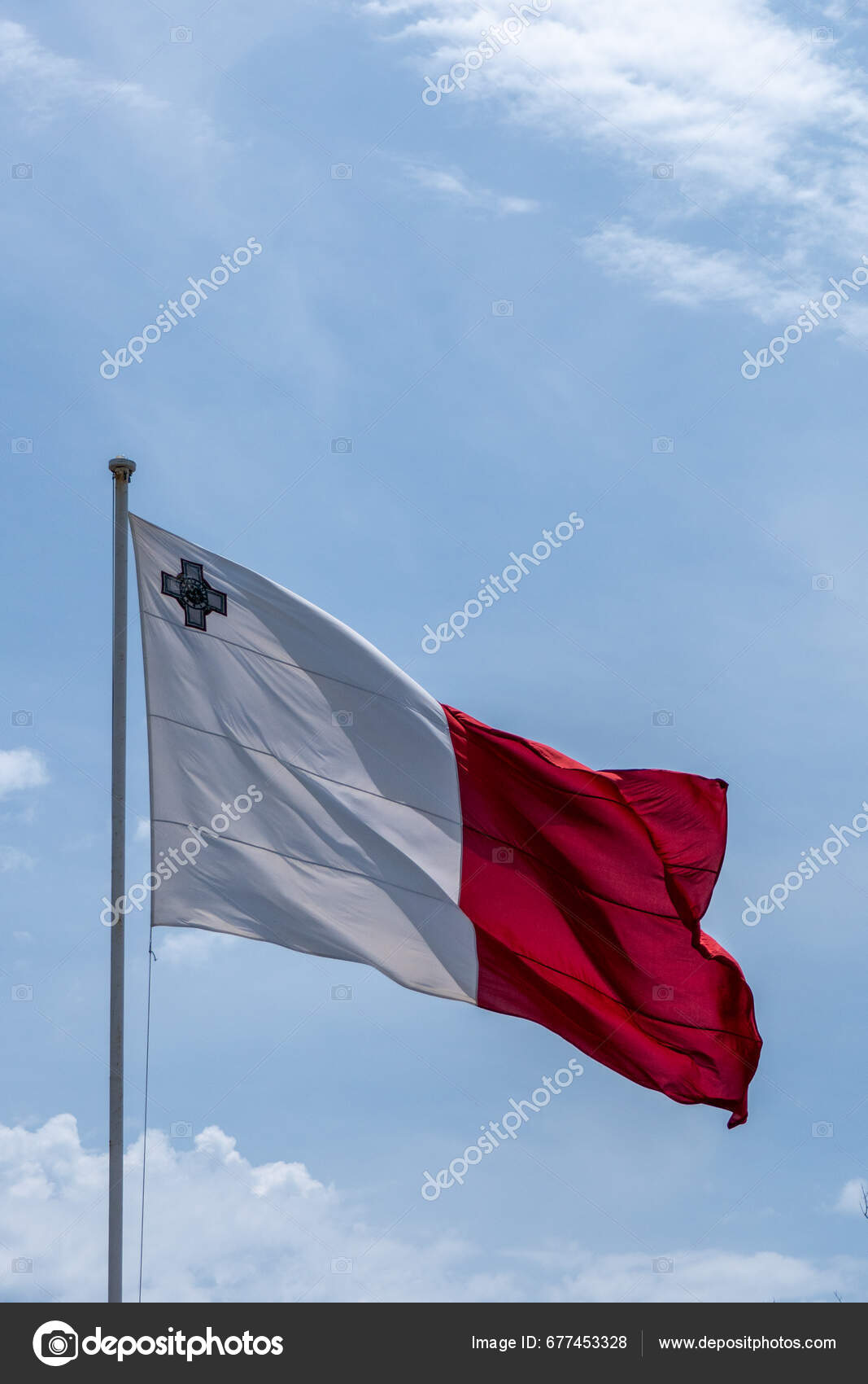 Valletta Malta May 2023 National Flag Malta Consists Two Vertical ...