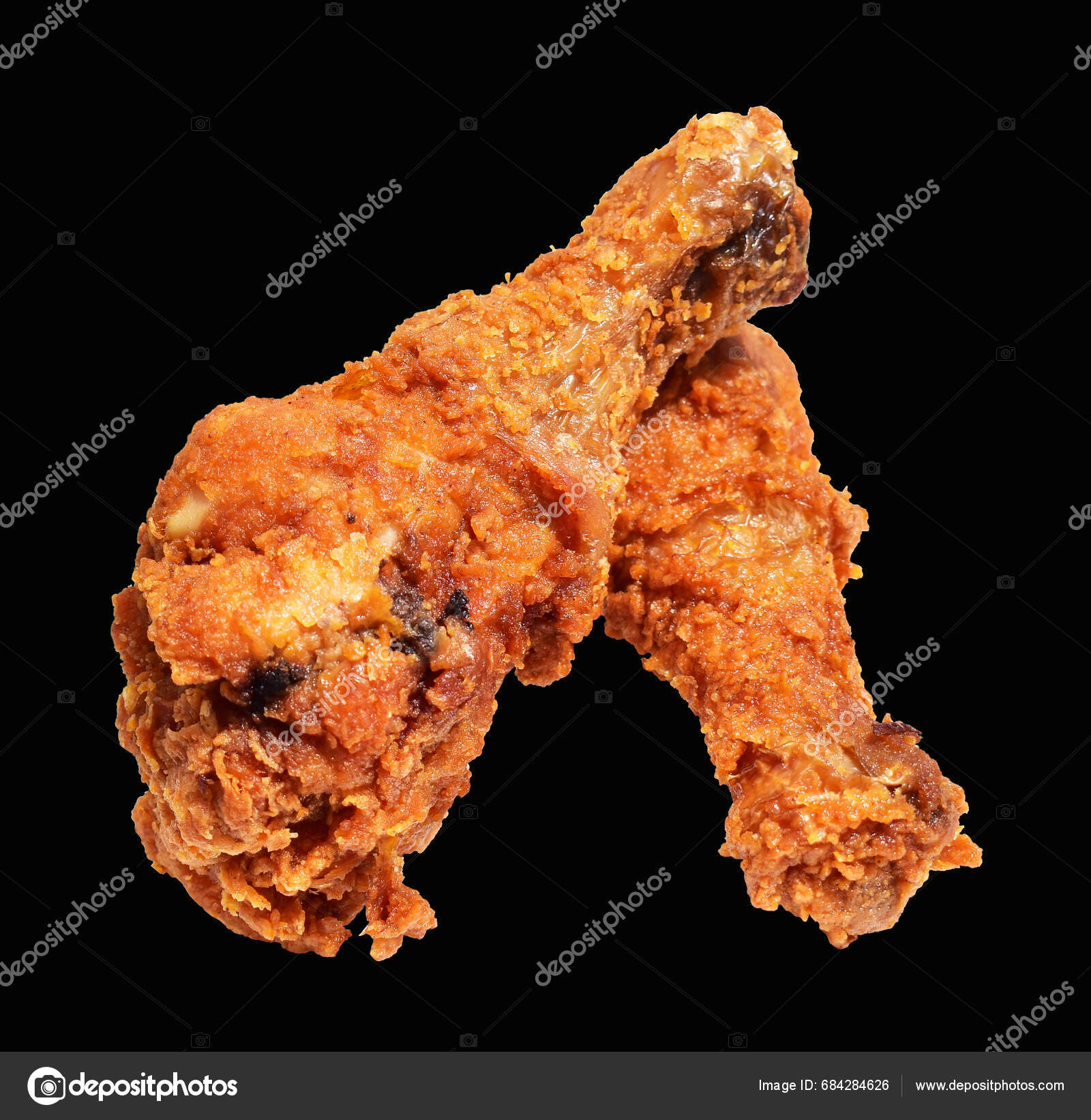 Crispy Fried Chicken Leg Drumstick Isolated Clipping Path Shadow Black ...