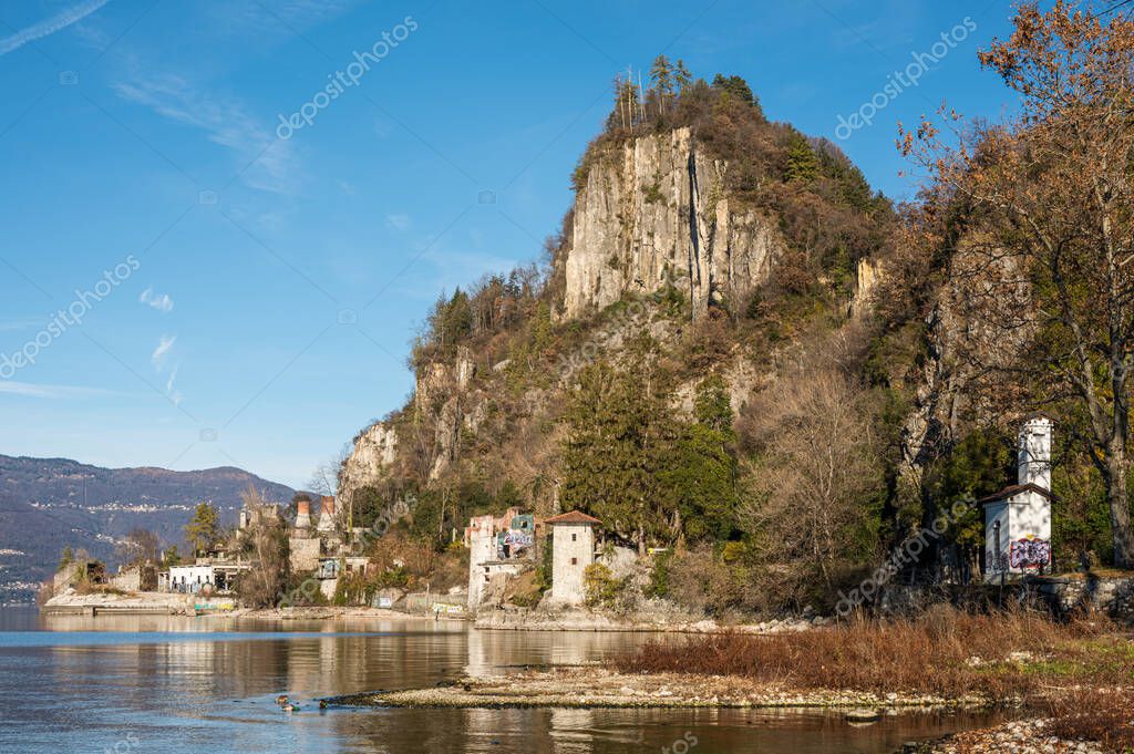 Castelveccana, Italy- 12-27-2022: Red brick chimneys and abandoned ...