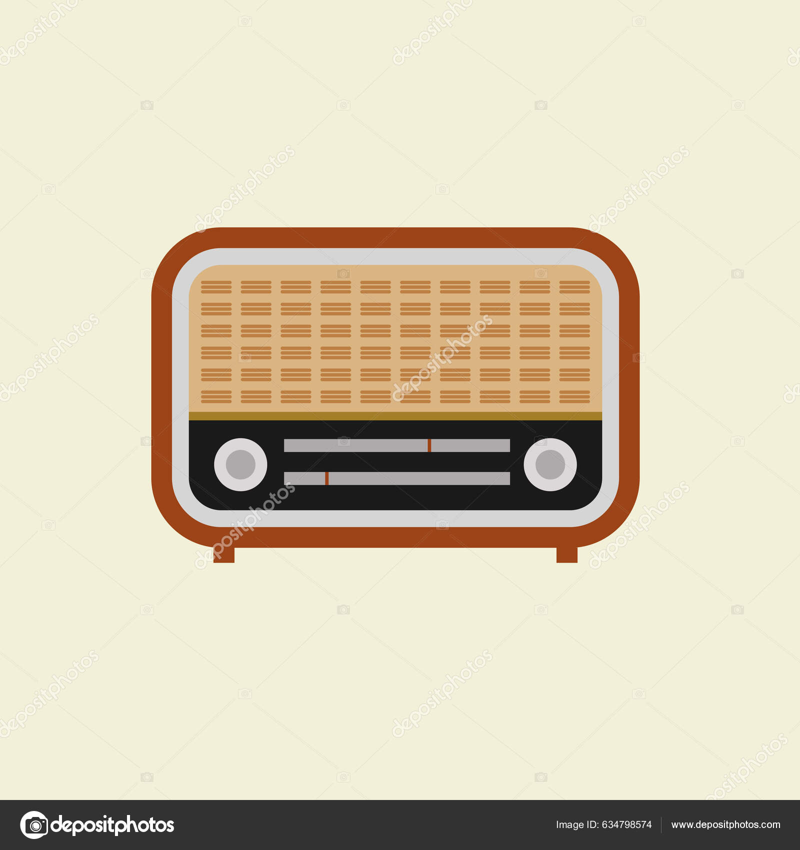 Antique Vintage Radio Flat Design Vector Illustration Analogue Retro Radio Stock Vector by ...