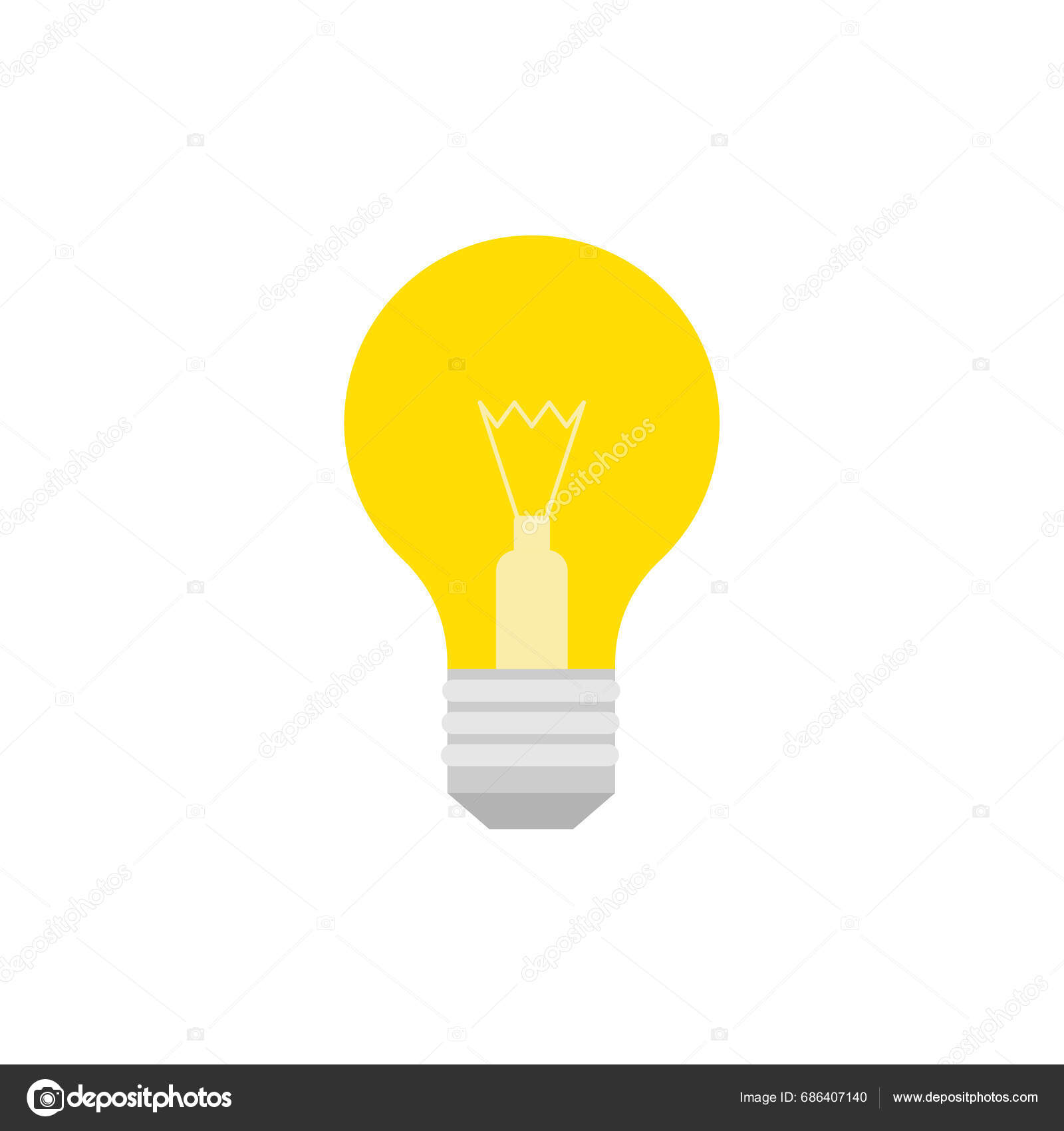 Light Bulb Flat Design Vector Illustration Isolated White Background ...