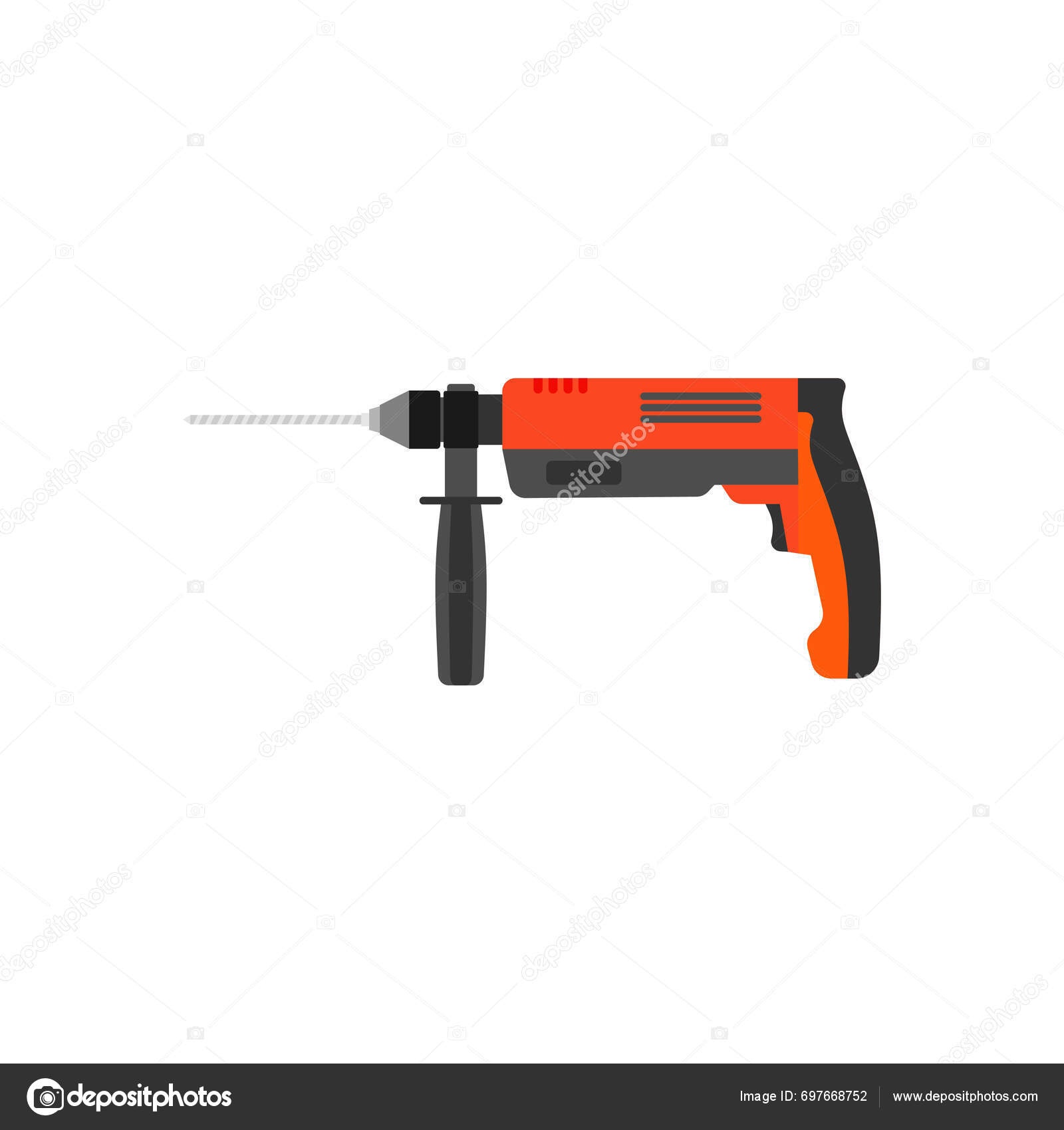 Drill Machine Flat Design Vector Illustration Isolated White Background ...