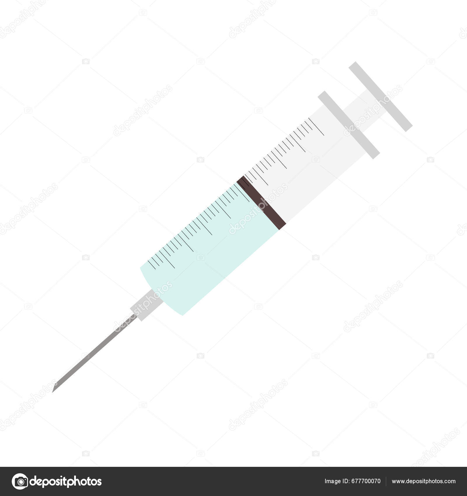 Realistic Flat Syringe Blue Fluid Isolated White Background Vector ...