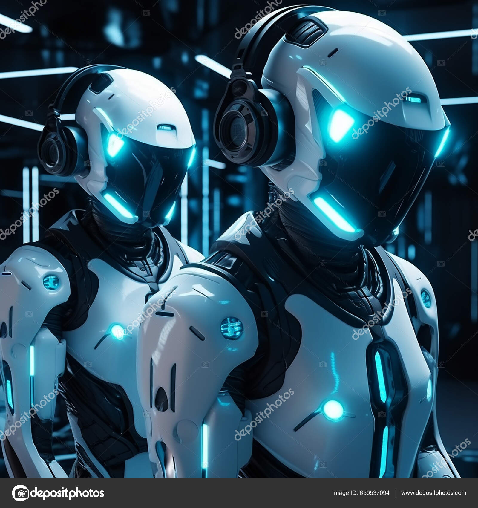 Futuristic Robots Concept Artificial Intelligence Industrial Revolution ...