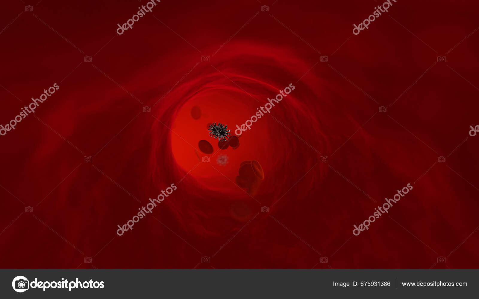 Cgi Render Revealing Red Blood Cells Virus Cells Blood Vessel Stock ...