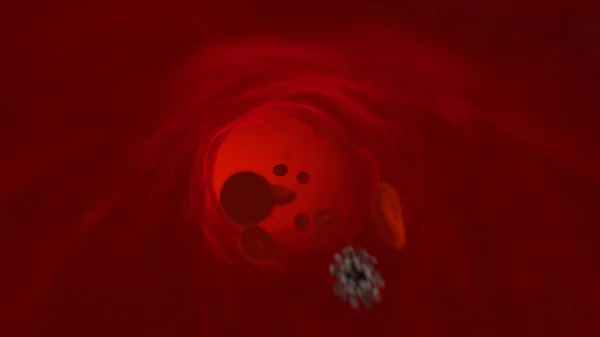 Cgi Render Revealing Red Blood Cells Virus Cells Blood Vessel Stock ...